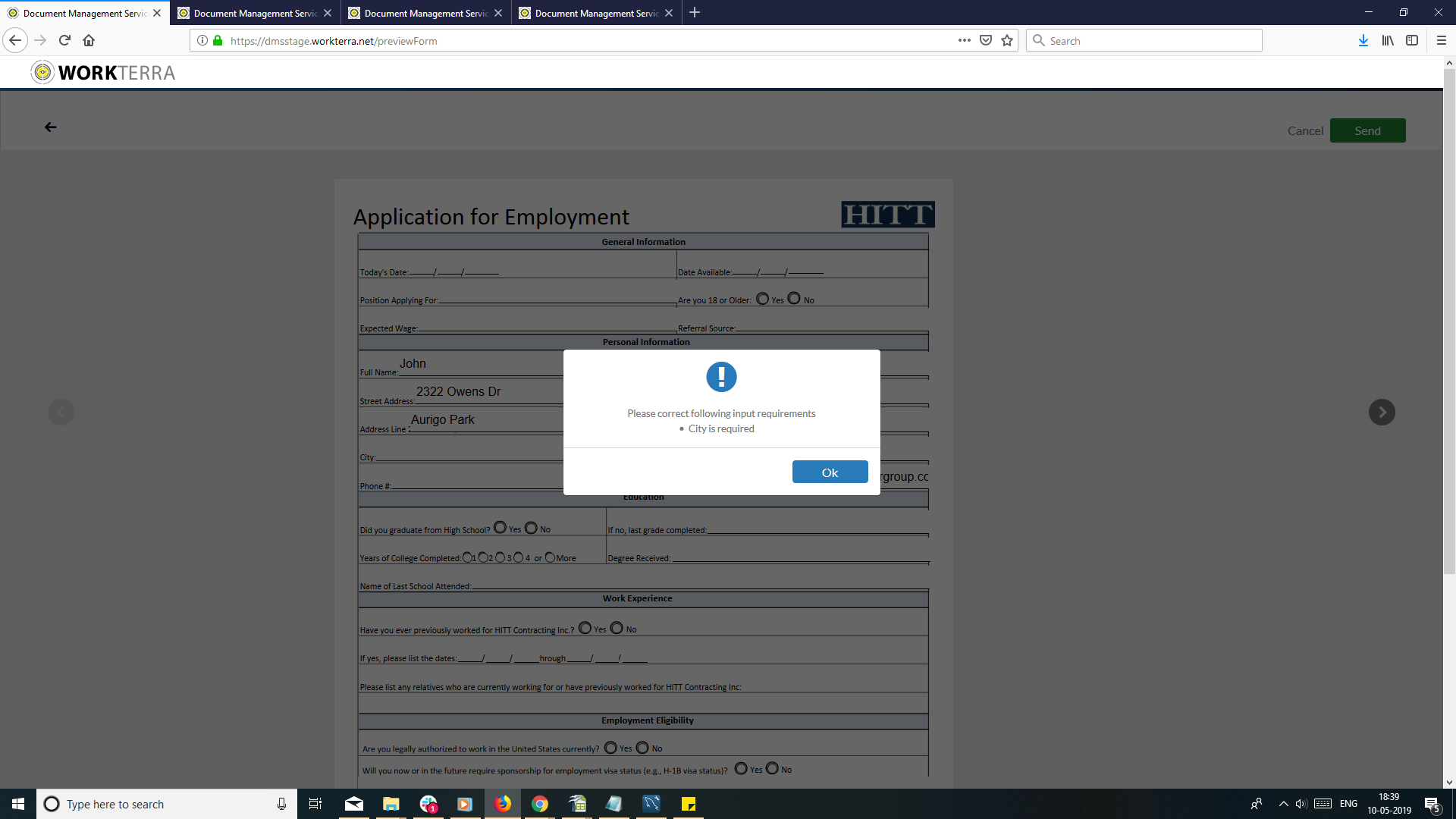 Dms 1049 Error Messages On Review And Sign Page Workterra Jira